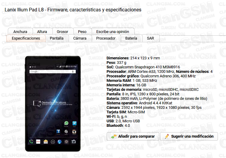 Peticion Firmware Ilium Pad L8 - Clan GSM - Unión de los Expertos en Telefonía Celular