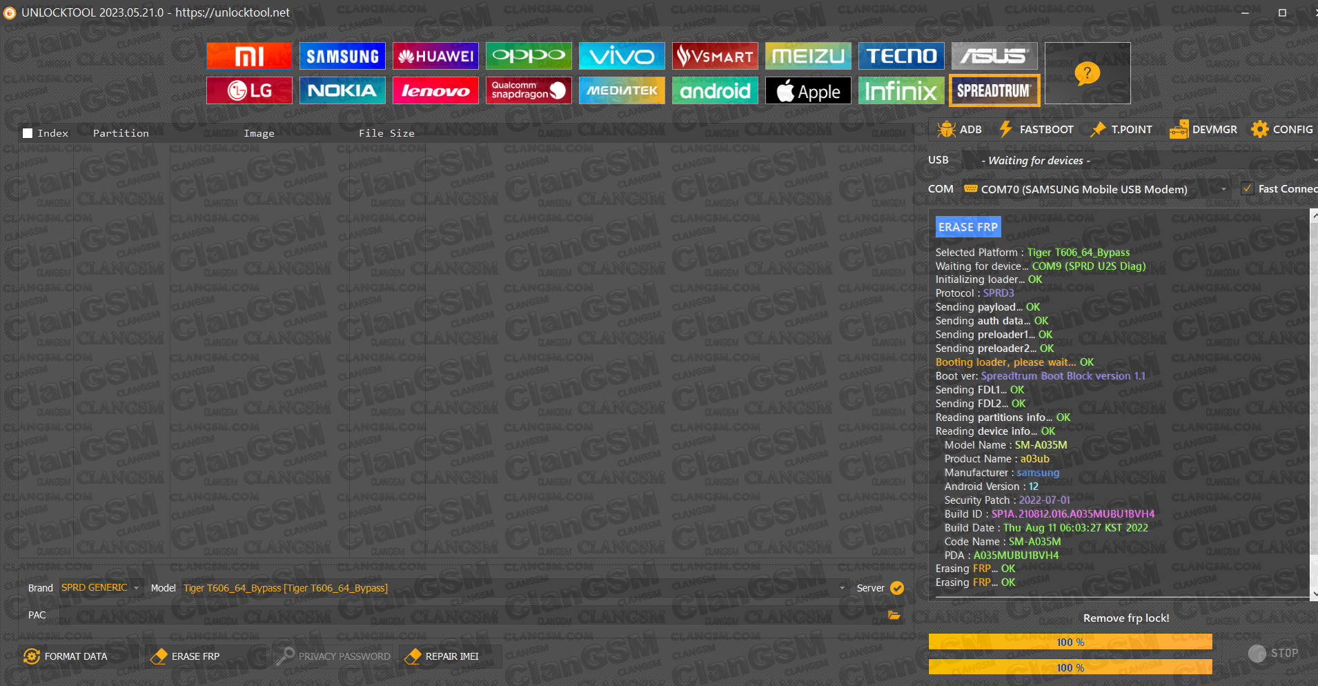 Aporte Frp A035m U1 Unlocktool - Clan GSM - Unión de los Expertos en Telefonía Celular