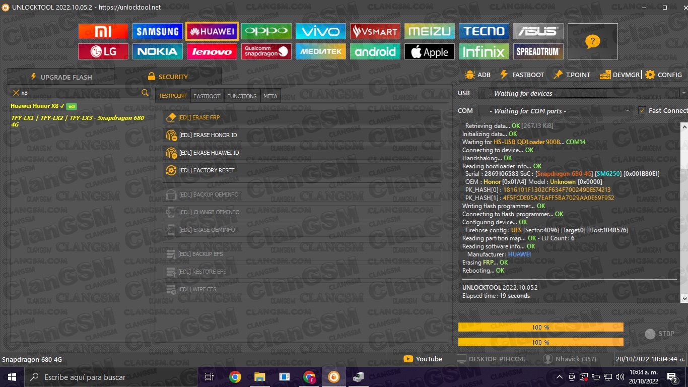 Frp Huawei Any-lx3 Honor X9 Con Unlocktool - Clan GSM - Unión de los Expertos en Telefonía Celular