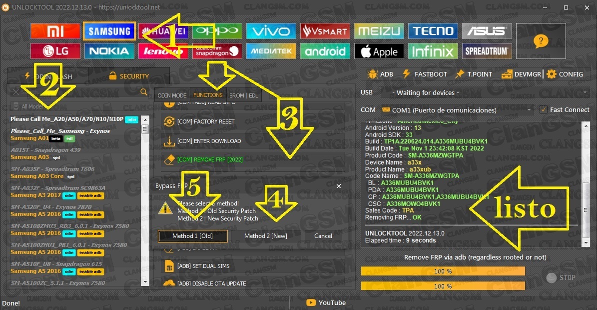 Samsung Galaxy A33 5g (a336m) "frp" Con Unlocktool /android 13 - Clan ...